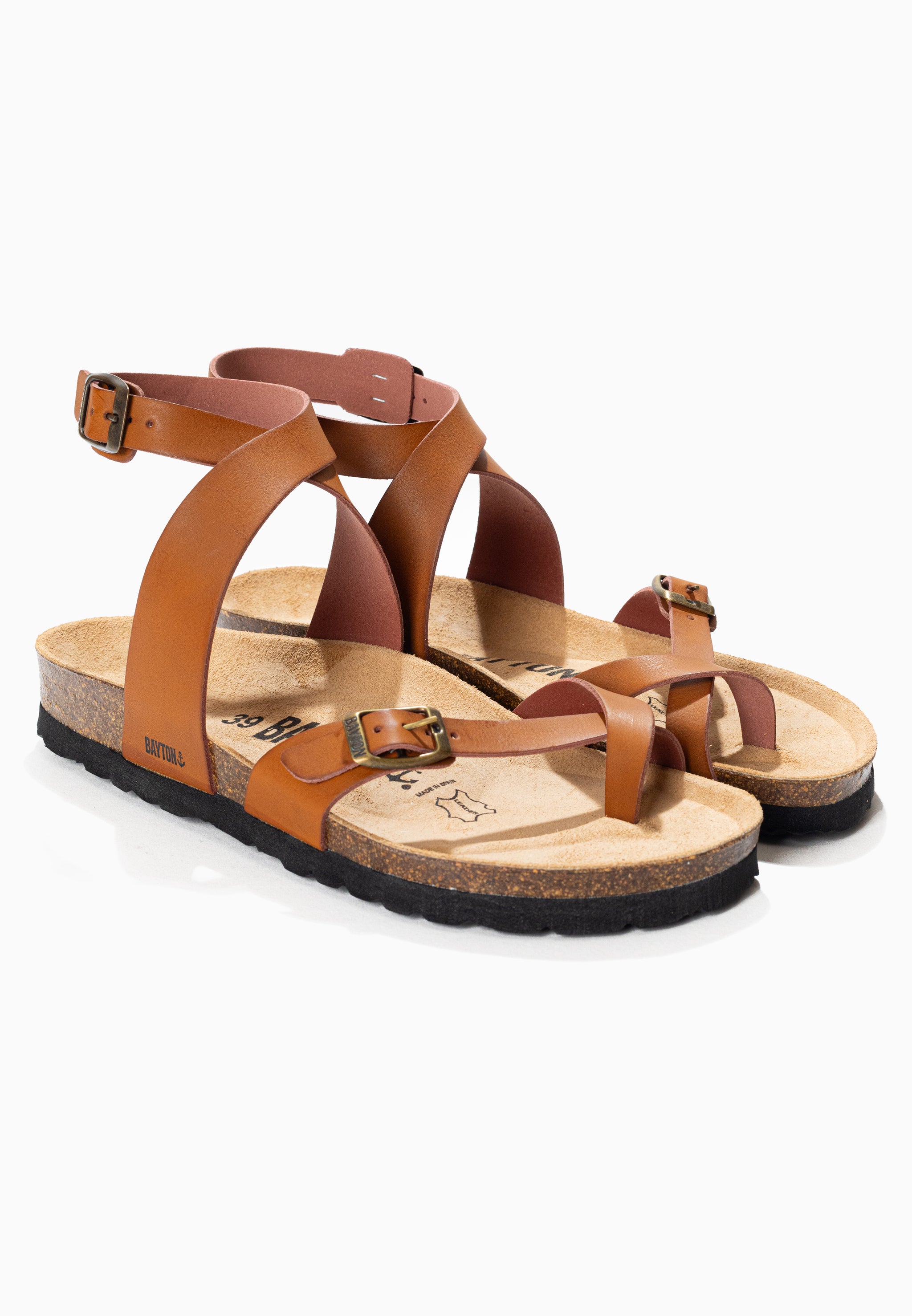 Sandales Swan Marron à Entre-Doigts Bayton Femme