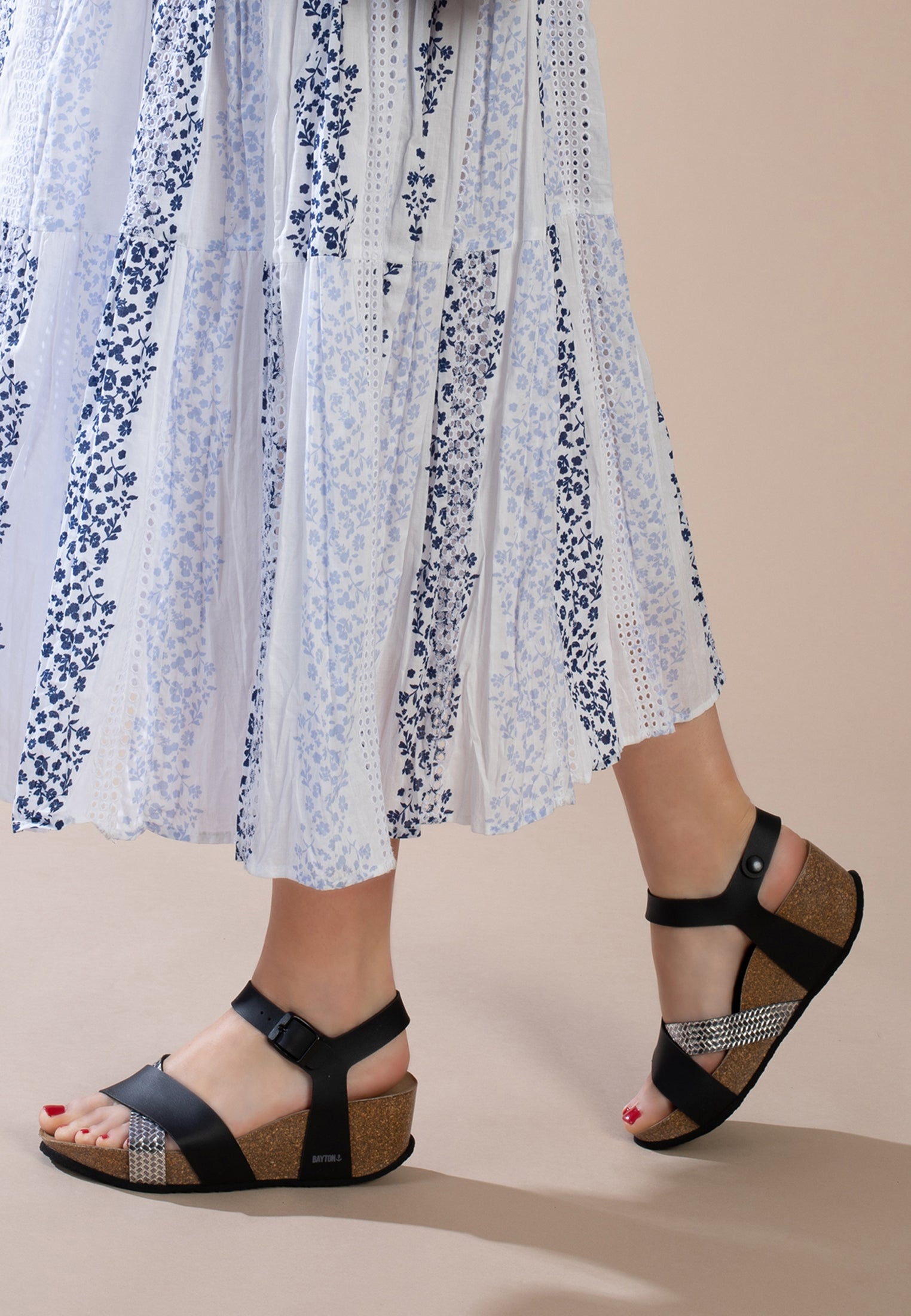Minorca Black and Silver Bayton Sandals