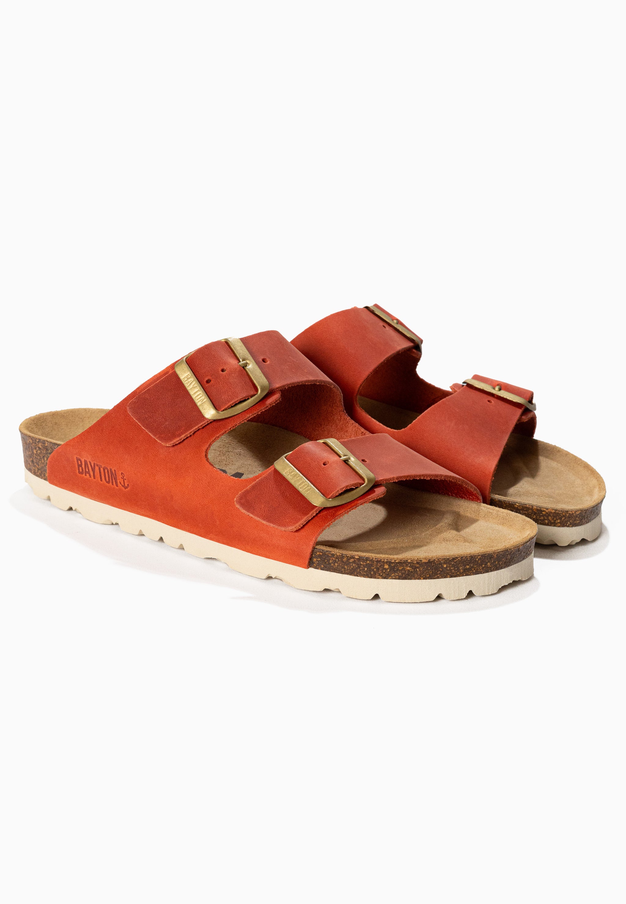 Sandales 2 Brides Atlas Orange 100% Cuir Bayton femme