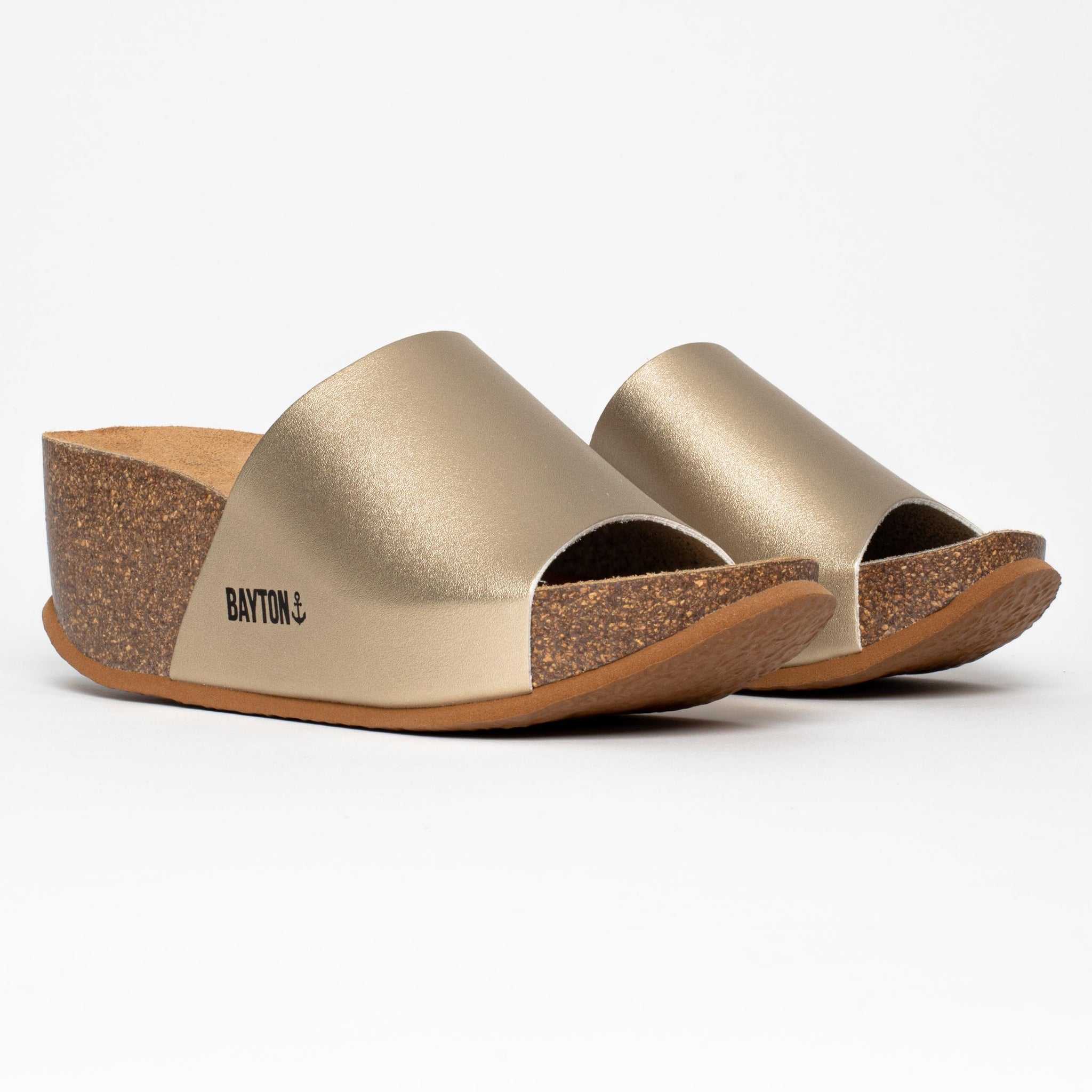 Bayton Women's Fuerte Gold Wedge and Semi-Wedge Sandals