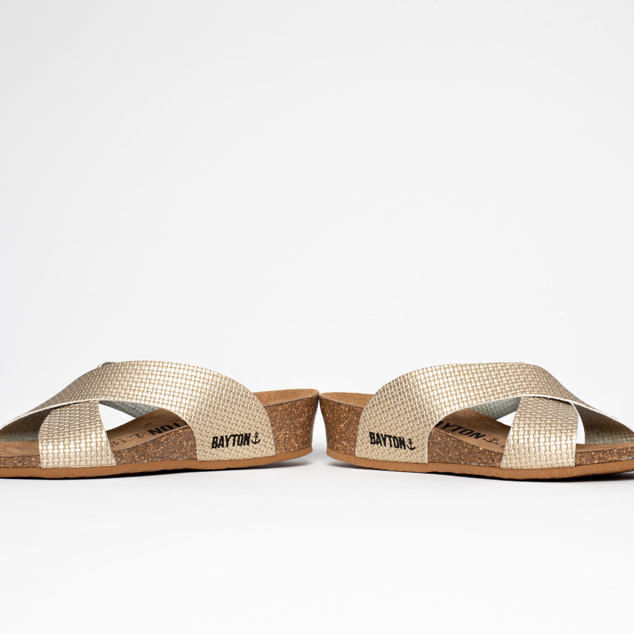 Bayton Women's Light Gold Marta Wedge and Semi-Wedge Sandals