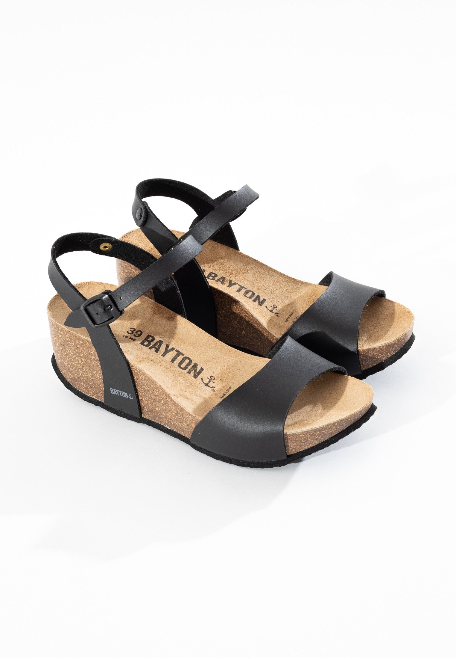 Bayton Women's Black Maya Wedge and Semi-Wedge Sandals