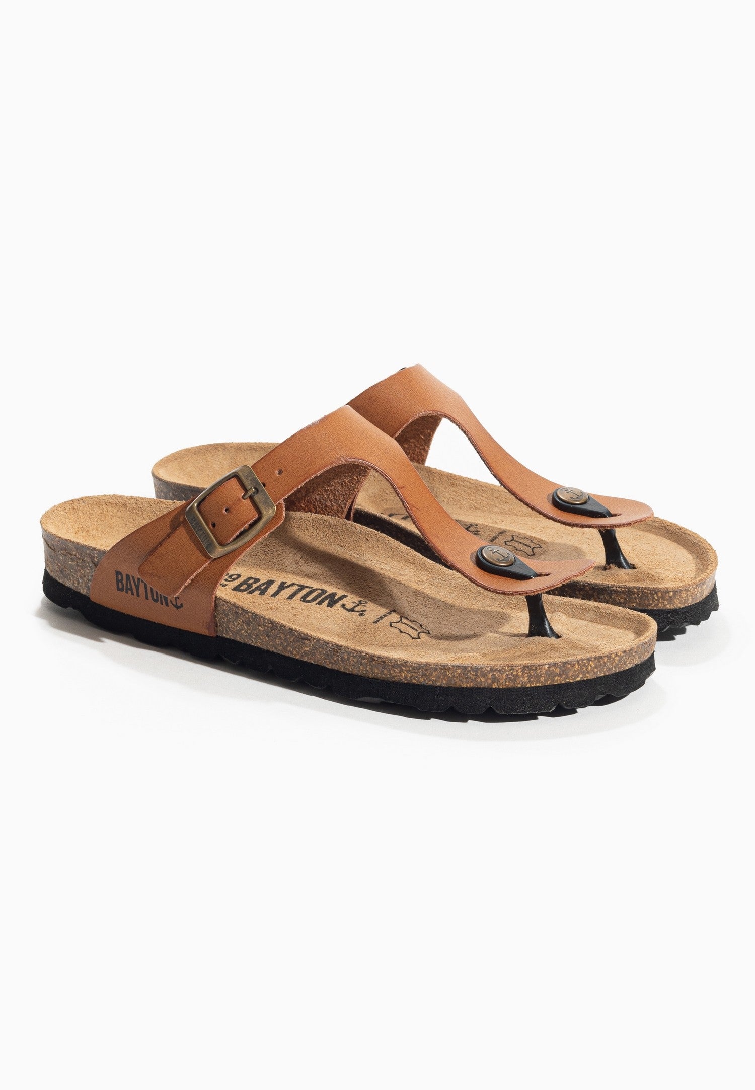 Melia Camel 100% Leather Bayton Toe-Strap Sandals for Women